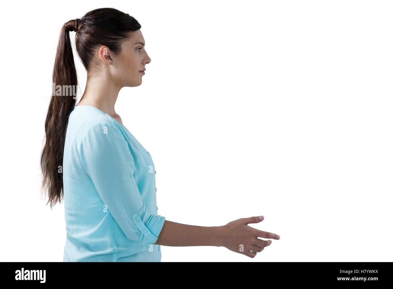 Woman touching screen using hi-res stock photography and images - Alamy