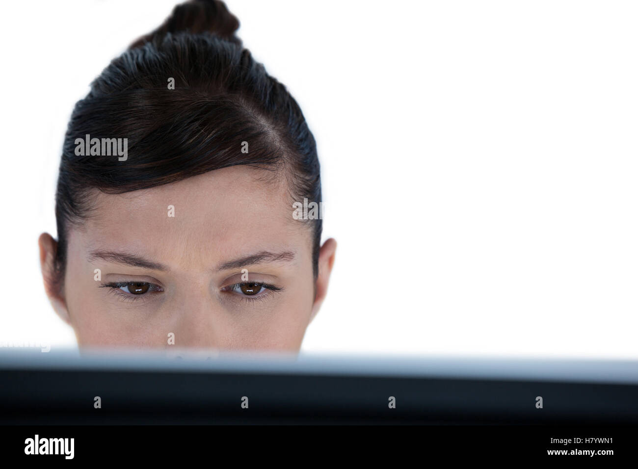Businesswoman working over computer Stock Photo - Alamy