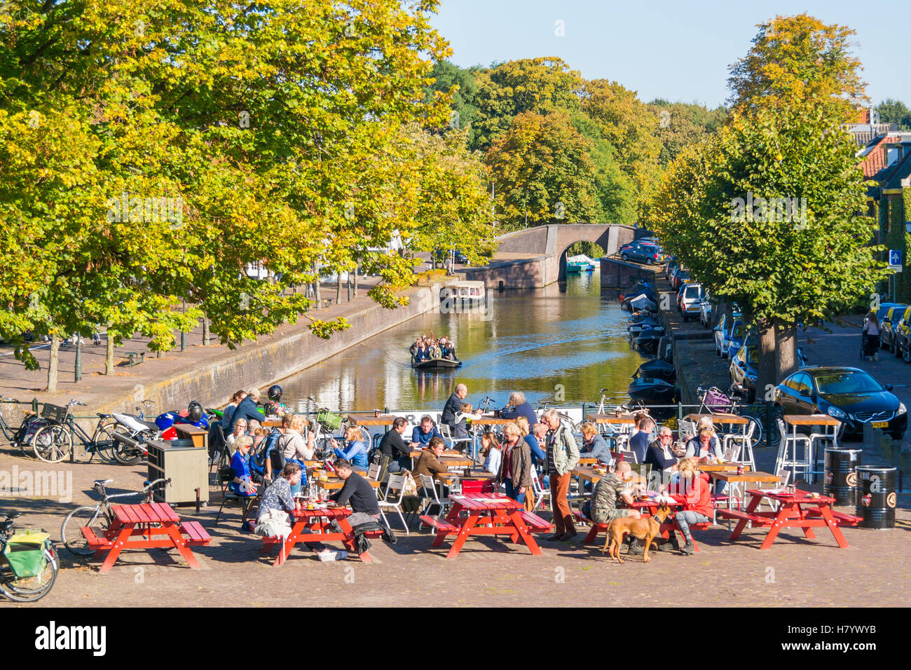 Cafe terrace on barge hi-res stock photography and images - Alamy