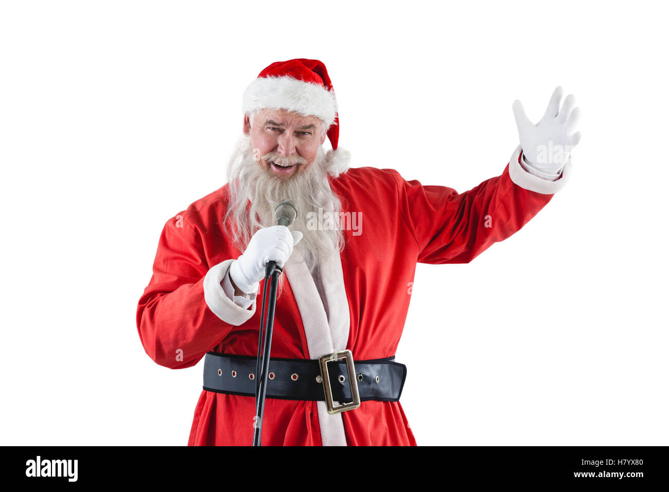Santa claus singing a christmas songs Stock Photo - Alamy