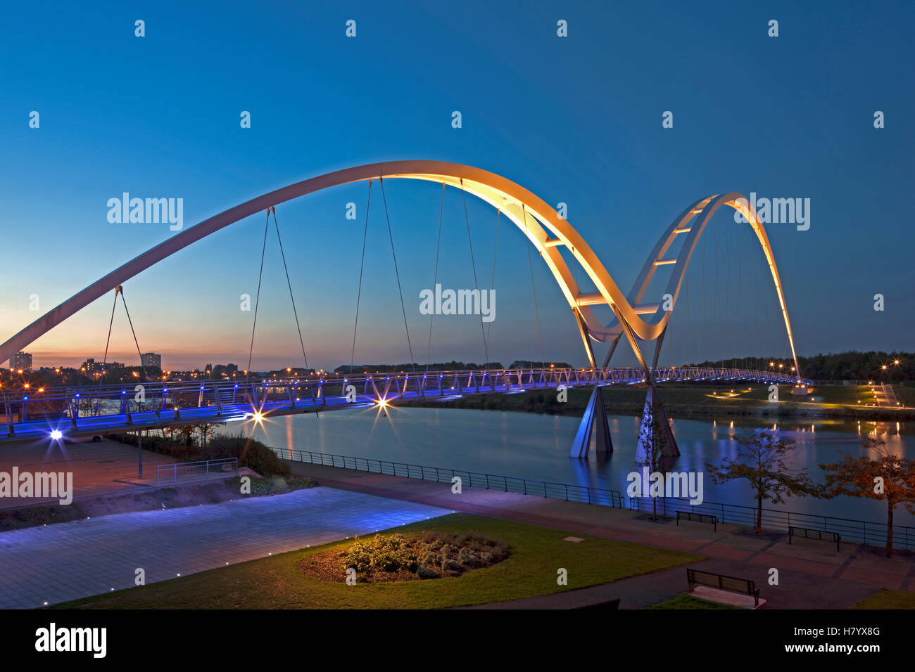 A dusk view of the Infinity Bridge over the River Tees in Stockton-on ...