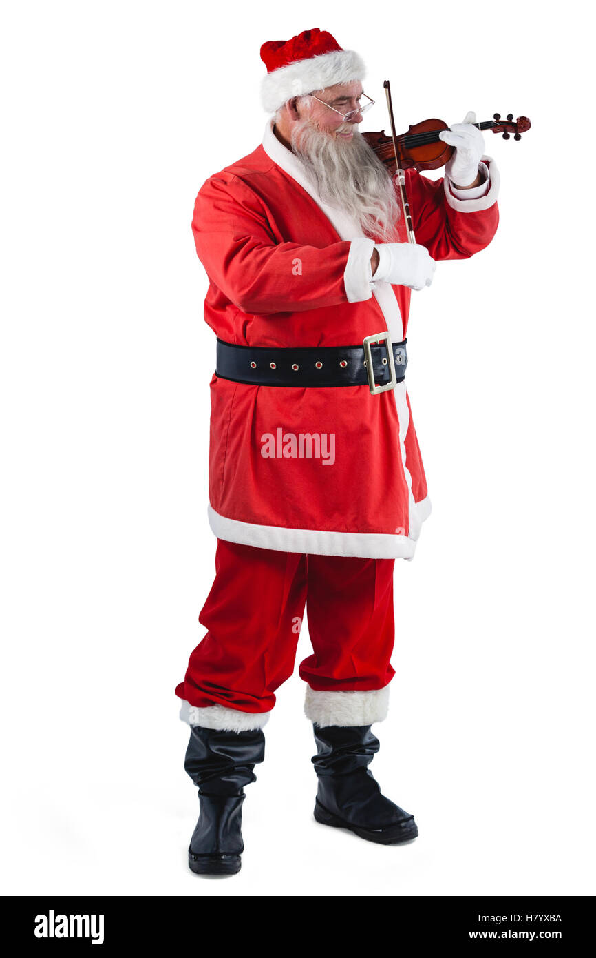 Smiling santa claus playing violin Stock Photo - Alamy