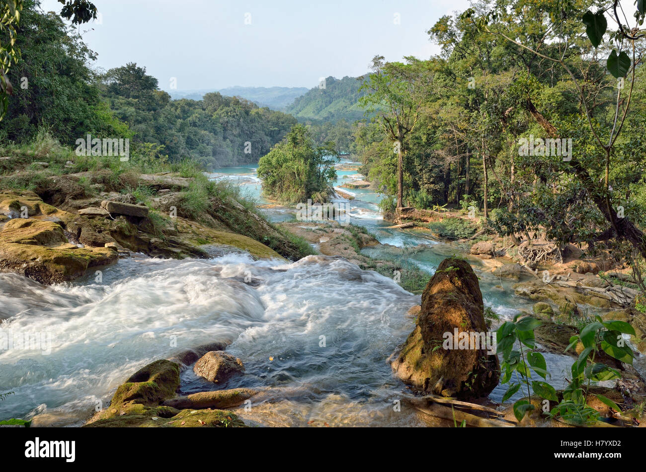 Cataratas de Agua Azul, blue water waterfalls, Rio Yax, Palenque ...