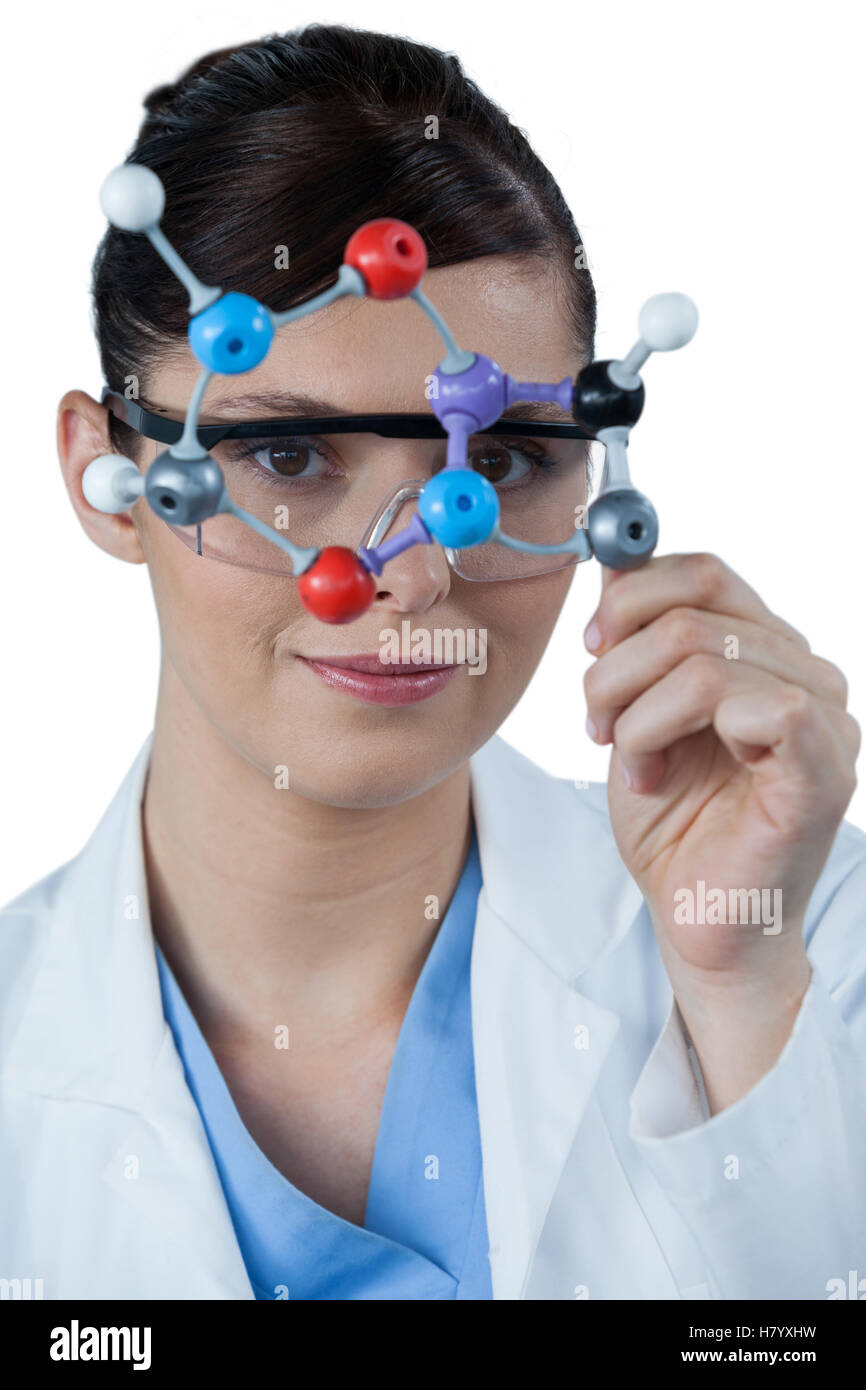 Portrait of female scientist holding molecular model Stock Photo - Alamy