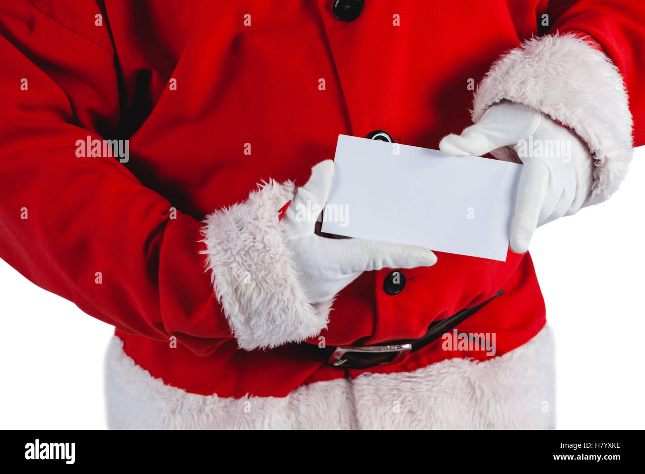 Mid section of santa claus holding blank placard Stock Photo - Alamy