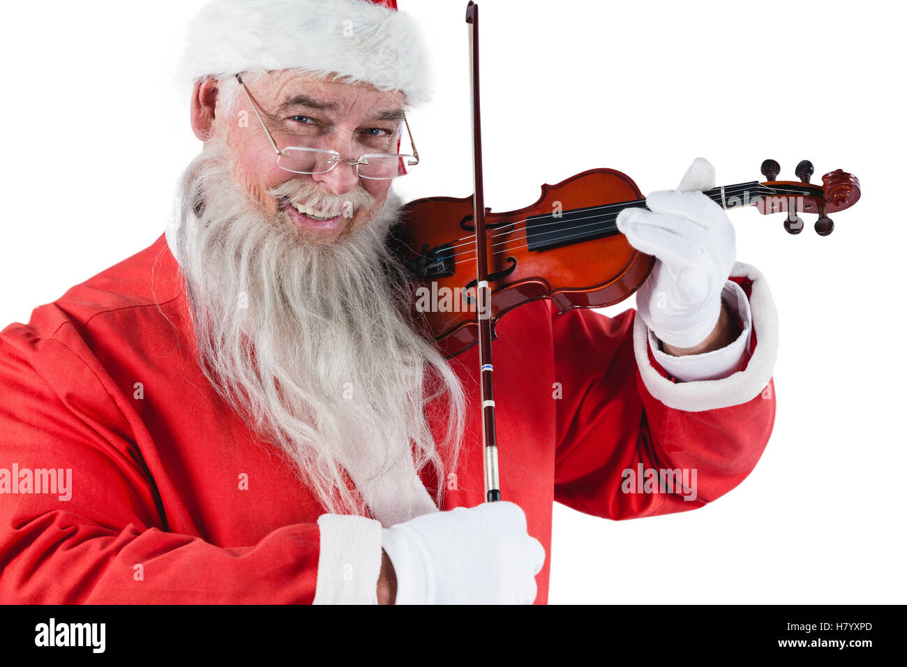 Smiling santa claus playing violin Stock Photo - Alamy