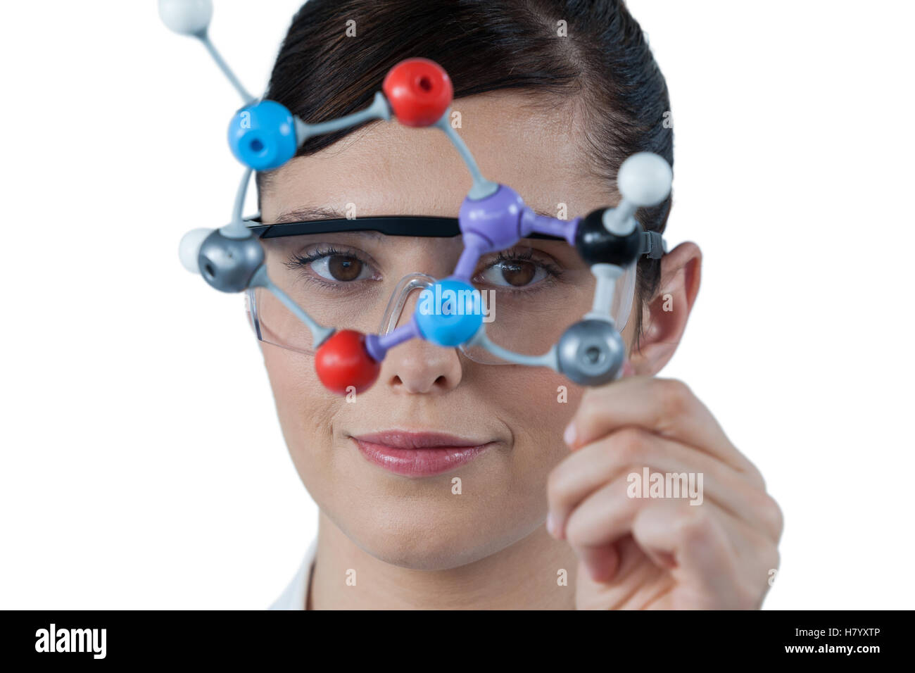 Portrait of female scientist holding molecular model Stock Photo - Alamy Portrait of female scientist holding molecular model Stock Photo - Alamy