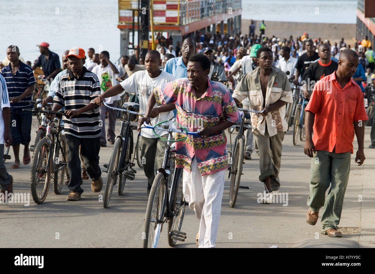 Likoni ferry carrying road and foot traffic in Mombasa, Kenya, Africa ...