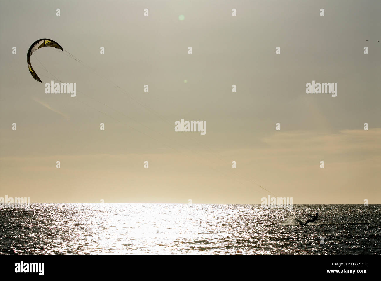 Kite surfer on the beach of the island of Coche, Venezuela, South ...