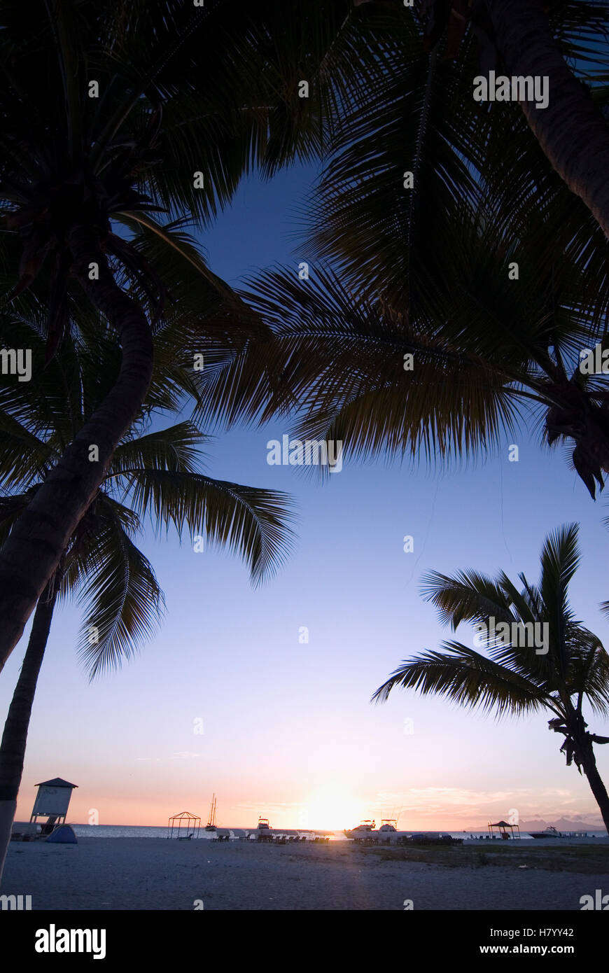 Sunset on a beach, Coche Island, Venezuela, South America Stock Photo ...