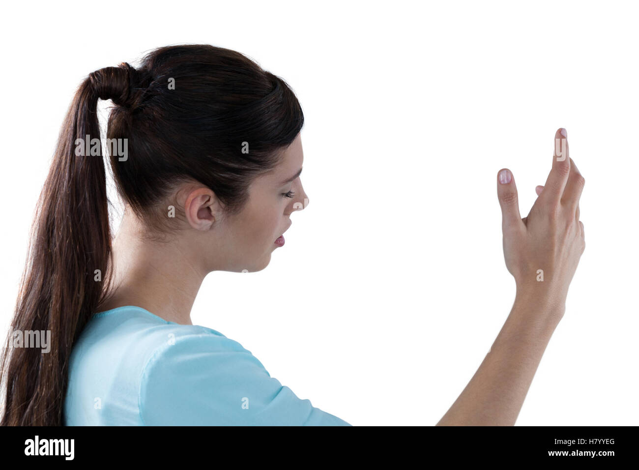 Woman touching screen using hi-res stock photography and images - Alamy