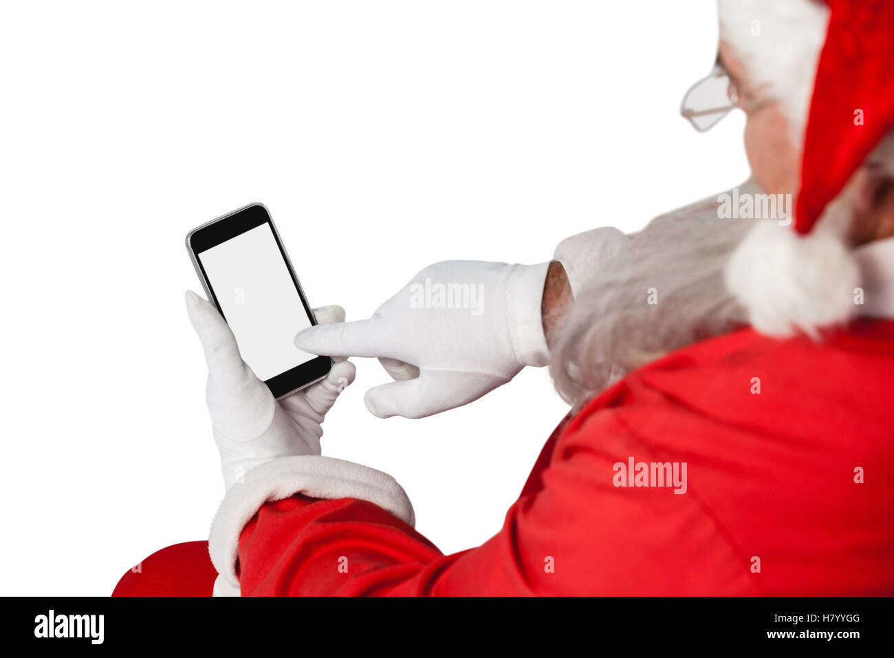 Santa claus using mobile phone Stock Photo - Alamy