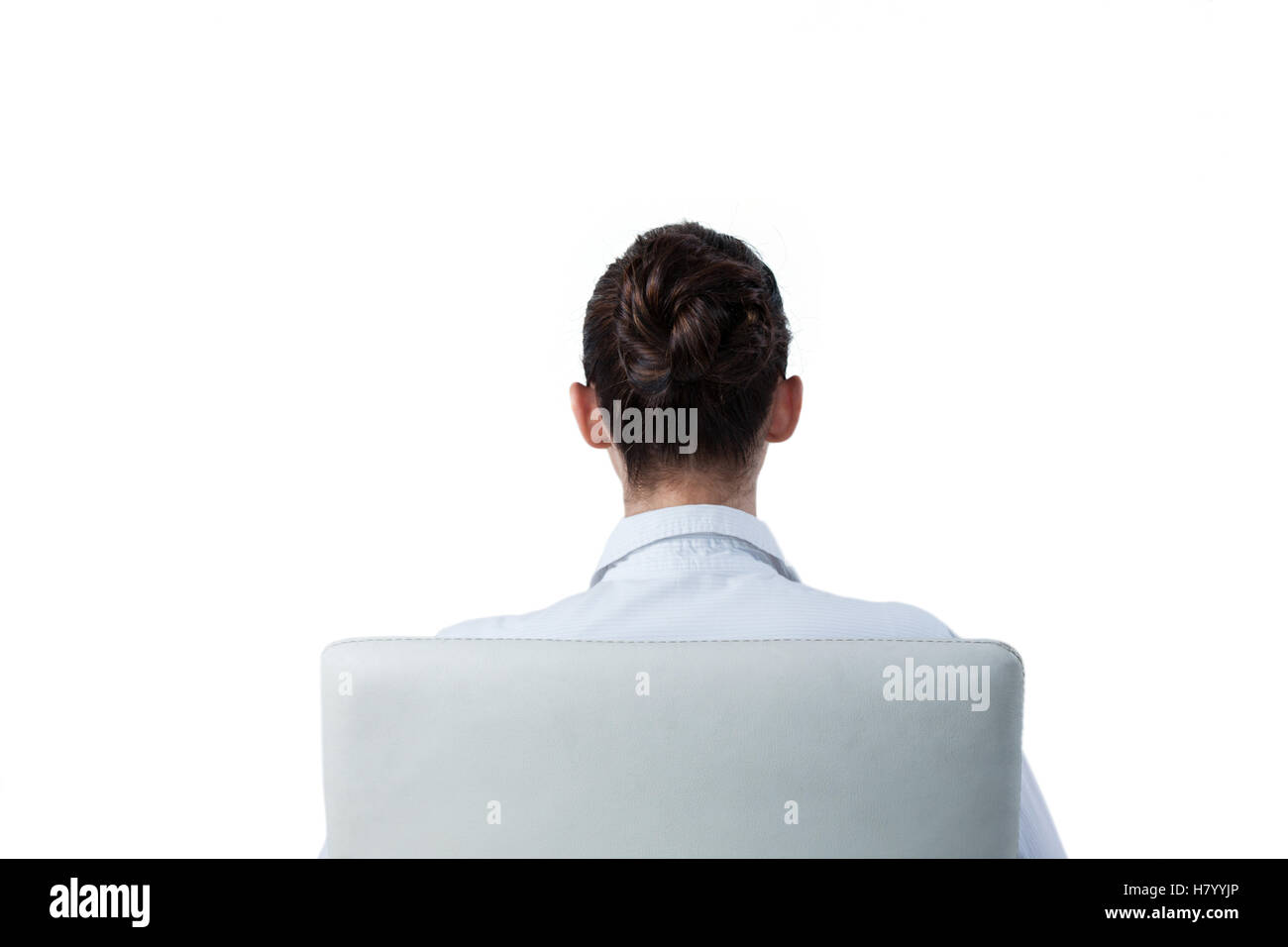 Woman sitting rear view chair hi-res stock photography and images - Alamy
