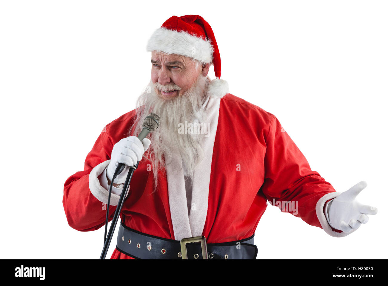 Santa claus singing a christmas songs Stock Photo - Alamy