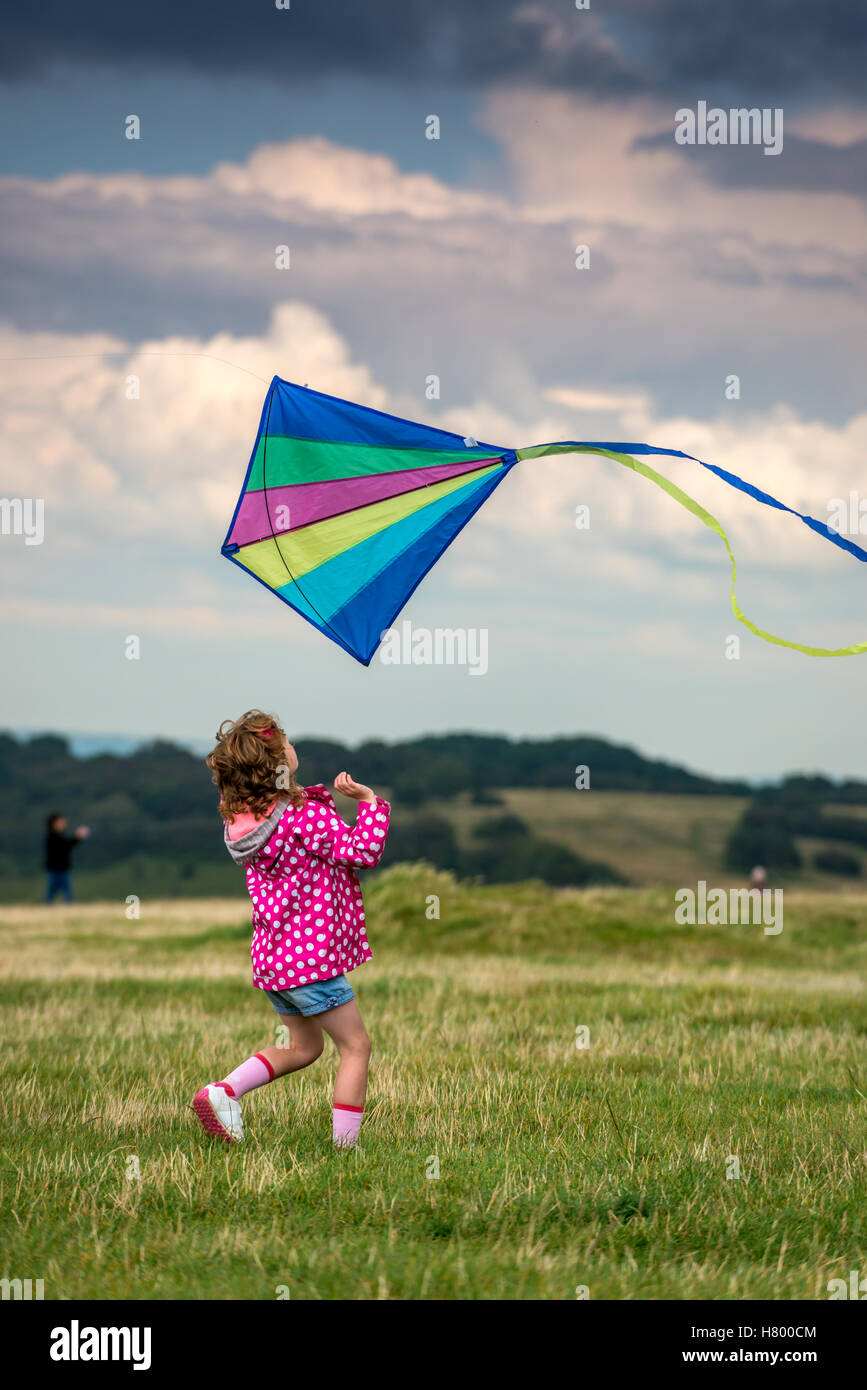 Flying a kite on the South Downs Stock Photo - Alamy