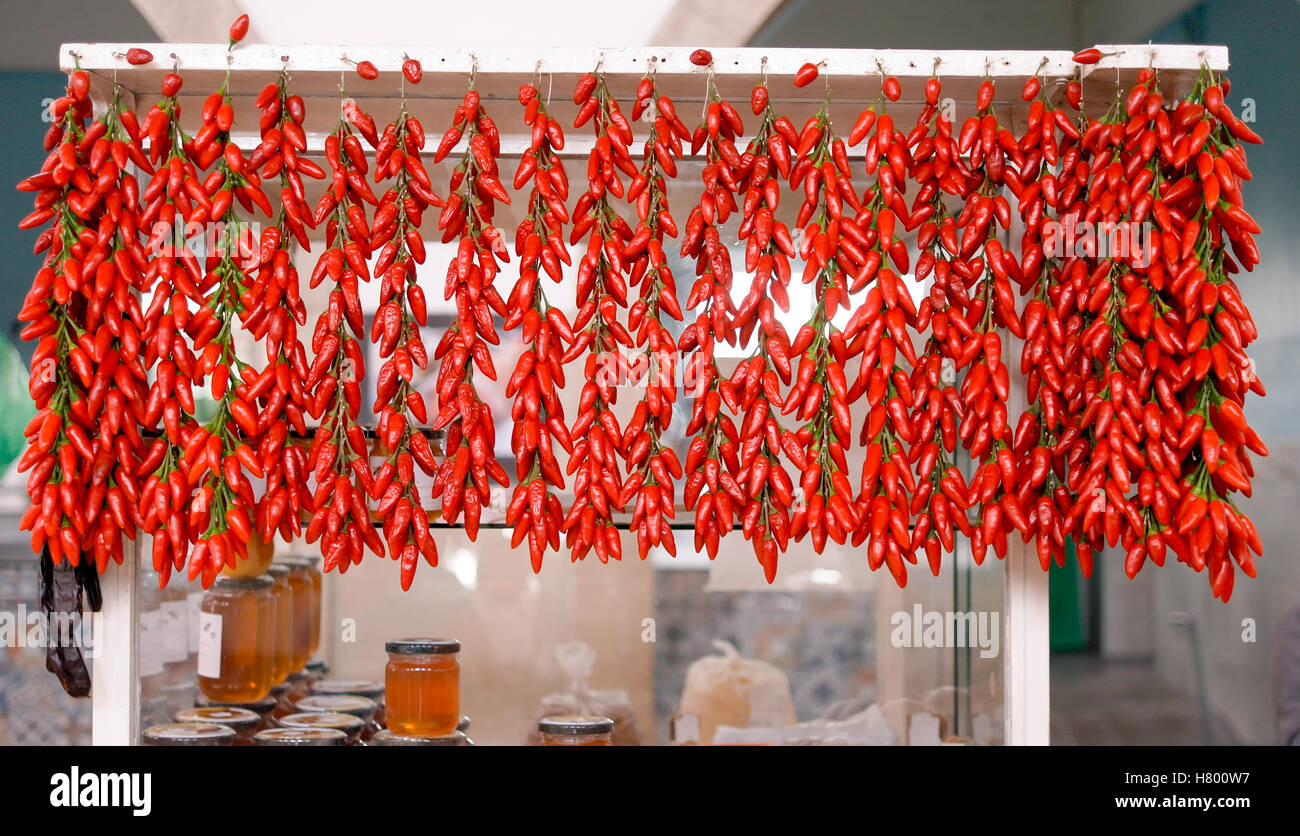 String of chillies hi-res stock photography and images - Alamy