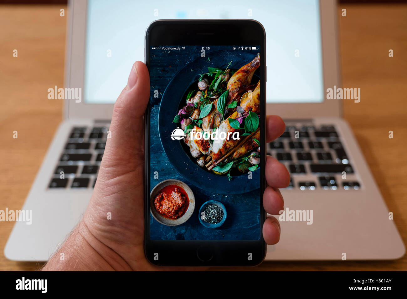 Foodora online app mobile phone hi-res stock photography and images - Alamy
