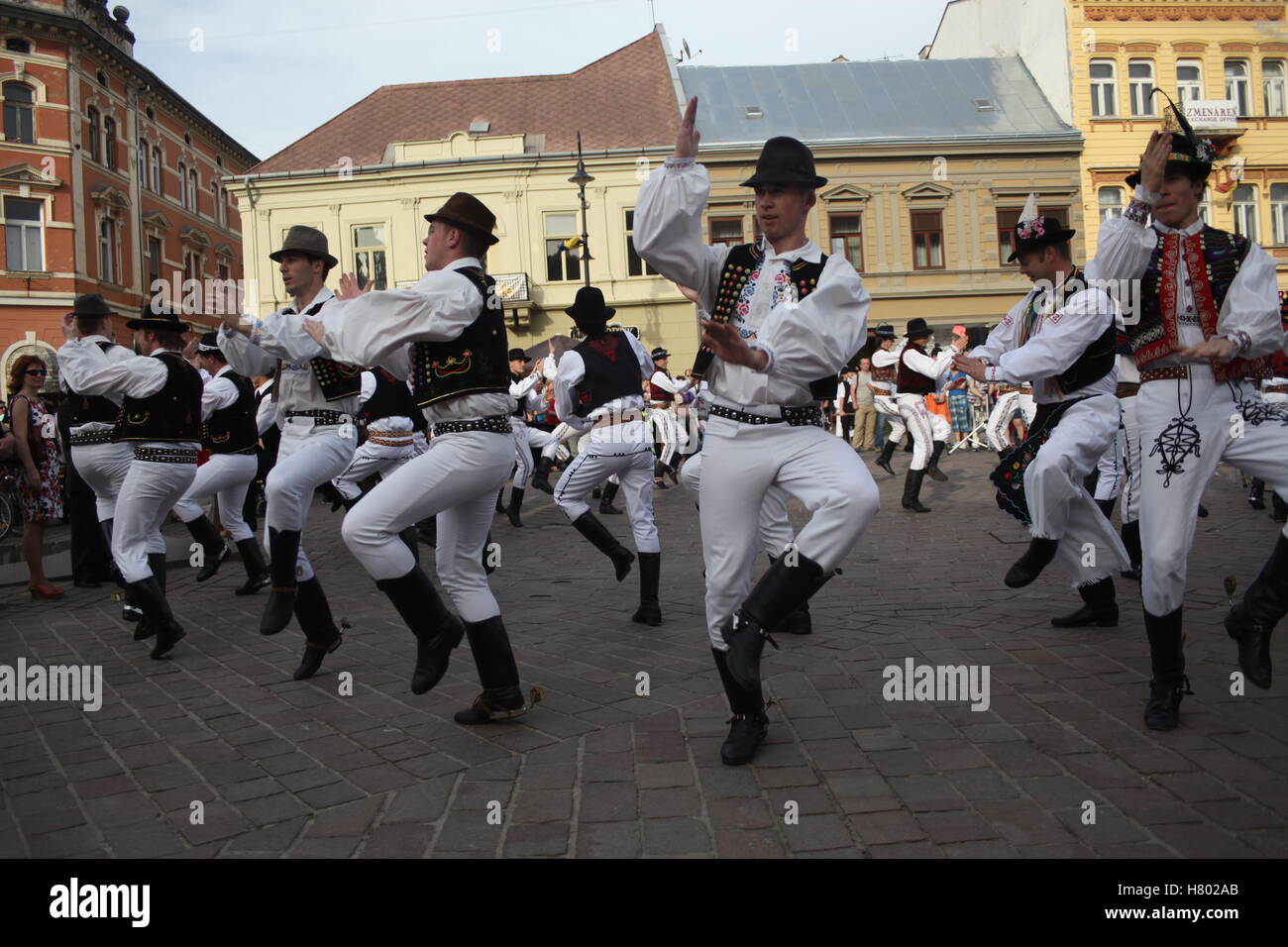 Slovak folklore ensemble performs at the Kosice City Days festival in the historic centre of ...