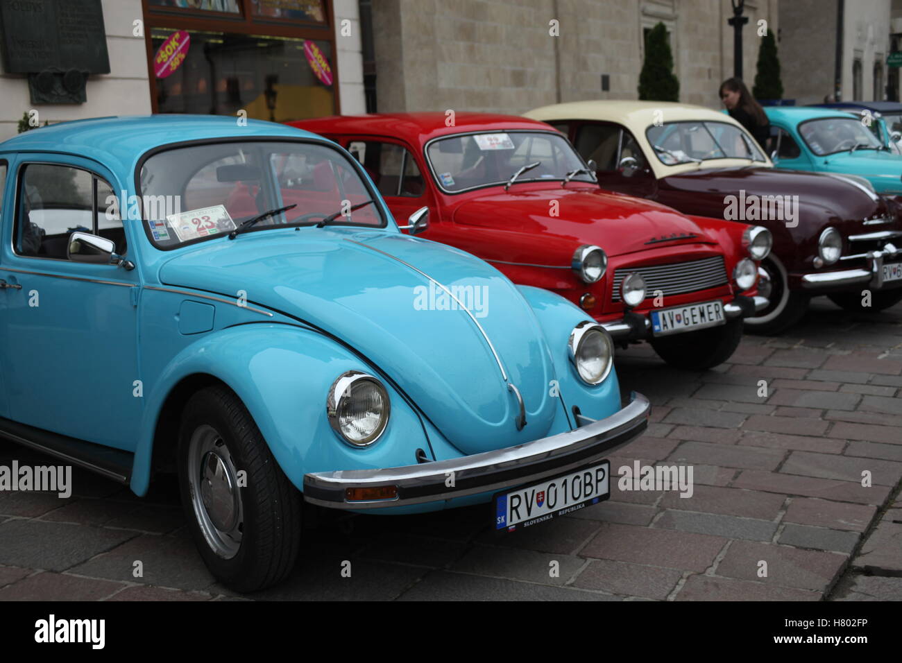 Veteran cars exhibited at the Cassovia Retro Show in the historic ...