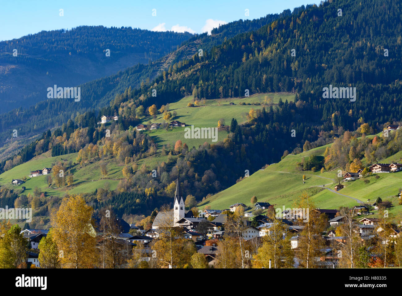 Uttendorf: village, farm houses, Salzach valley, Pinzgau, Salzburg ...