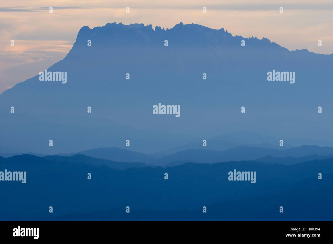 Gunung Kinabalu at sunrise seen from the summit ridge of Gunung Trus ...