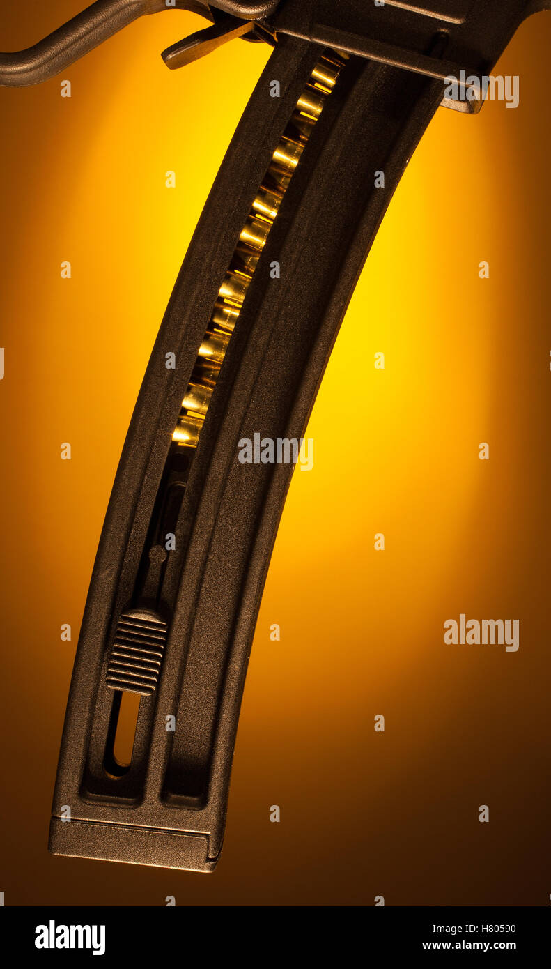 Loaded magazine for a modern rifle that has a yellow background Stock ...