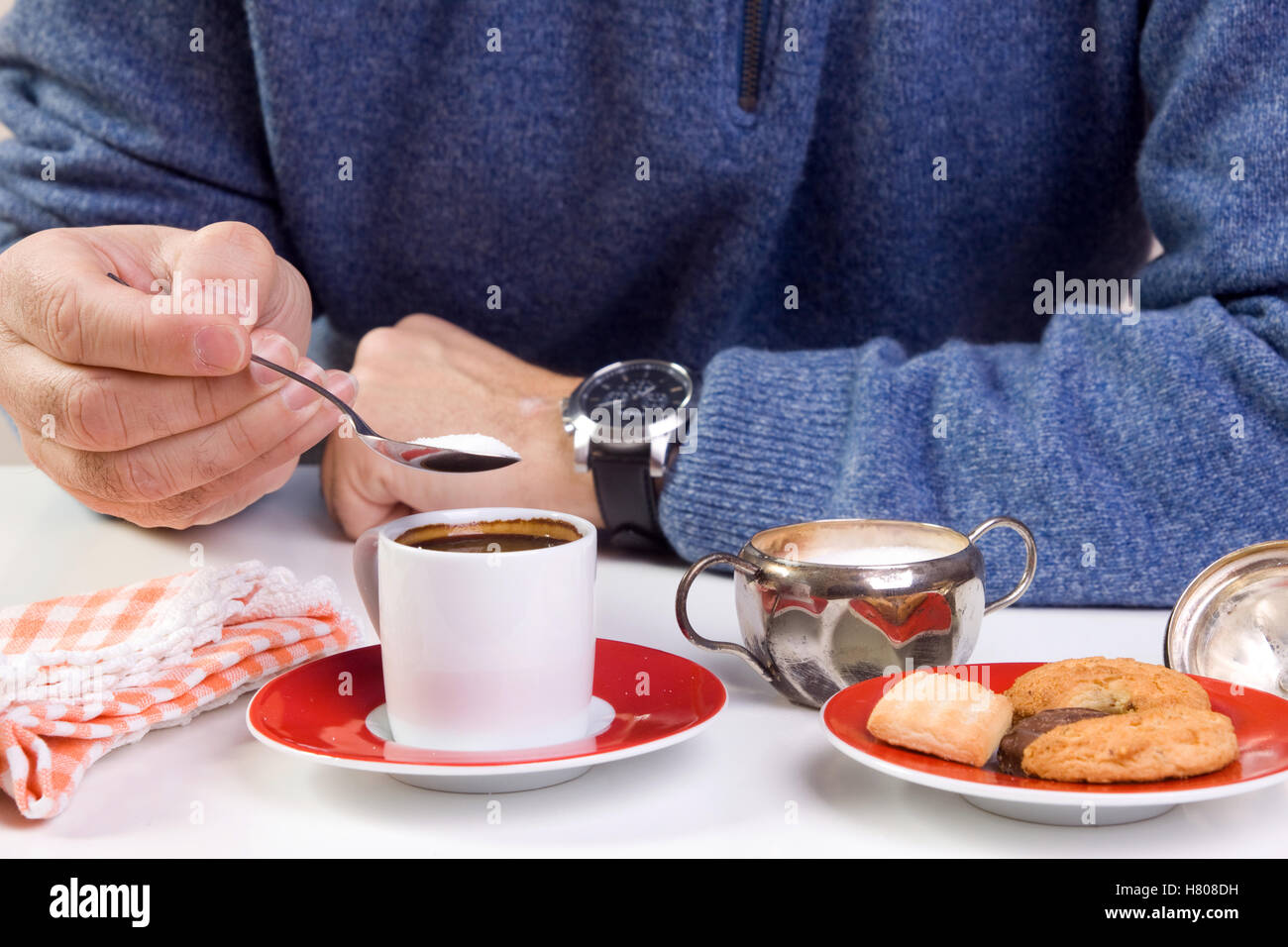 coffee break, breakfast early in the morning Stock Photo - Alamy