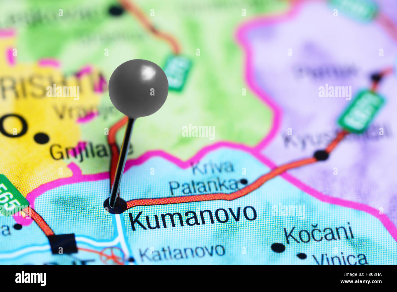 Kumanovo pinned on a map of Macedonia Stock Photo - Alamy