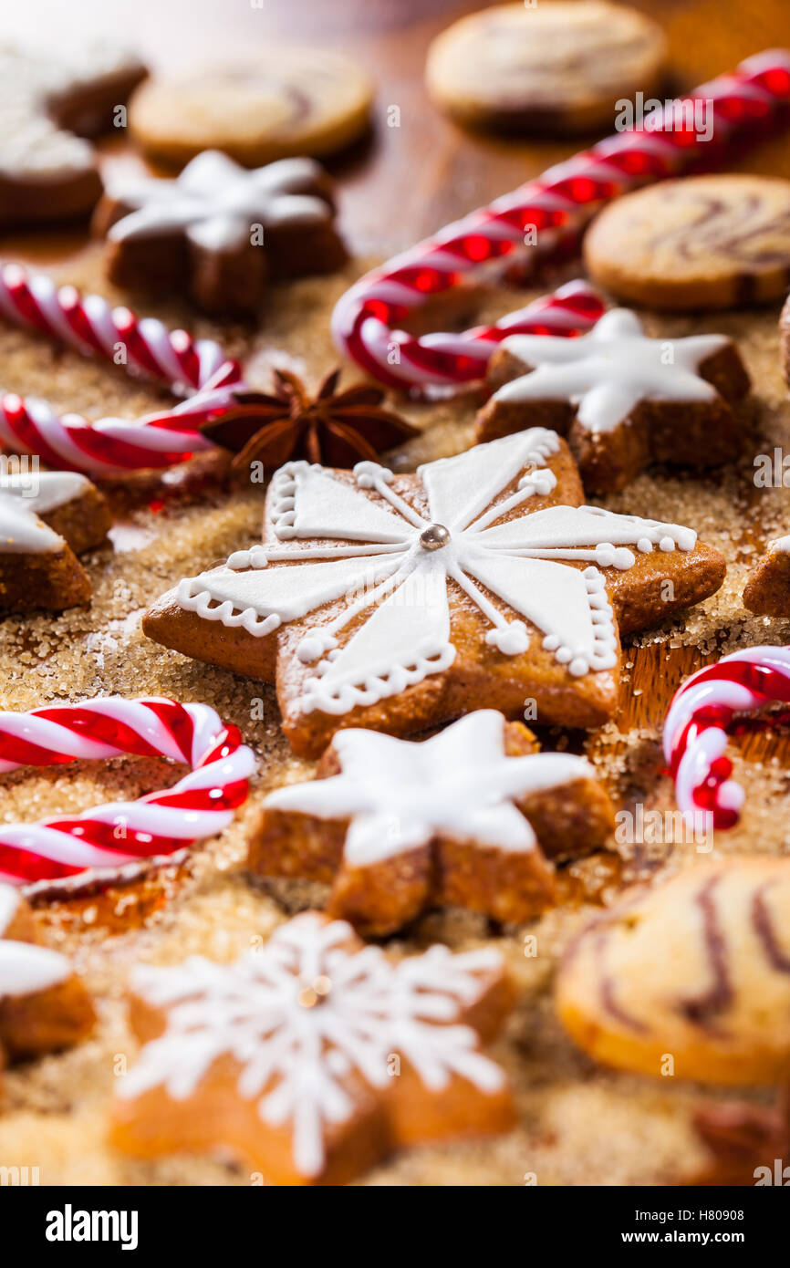 Homemade cookies in start shape for Christmas Stock Photo - Alamy