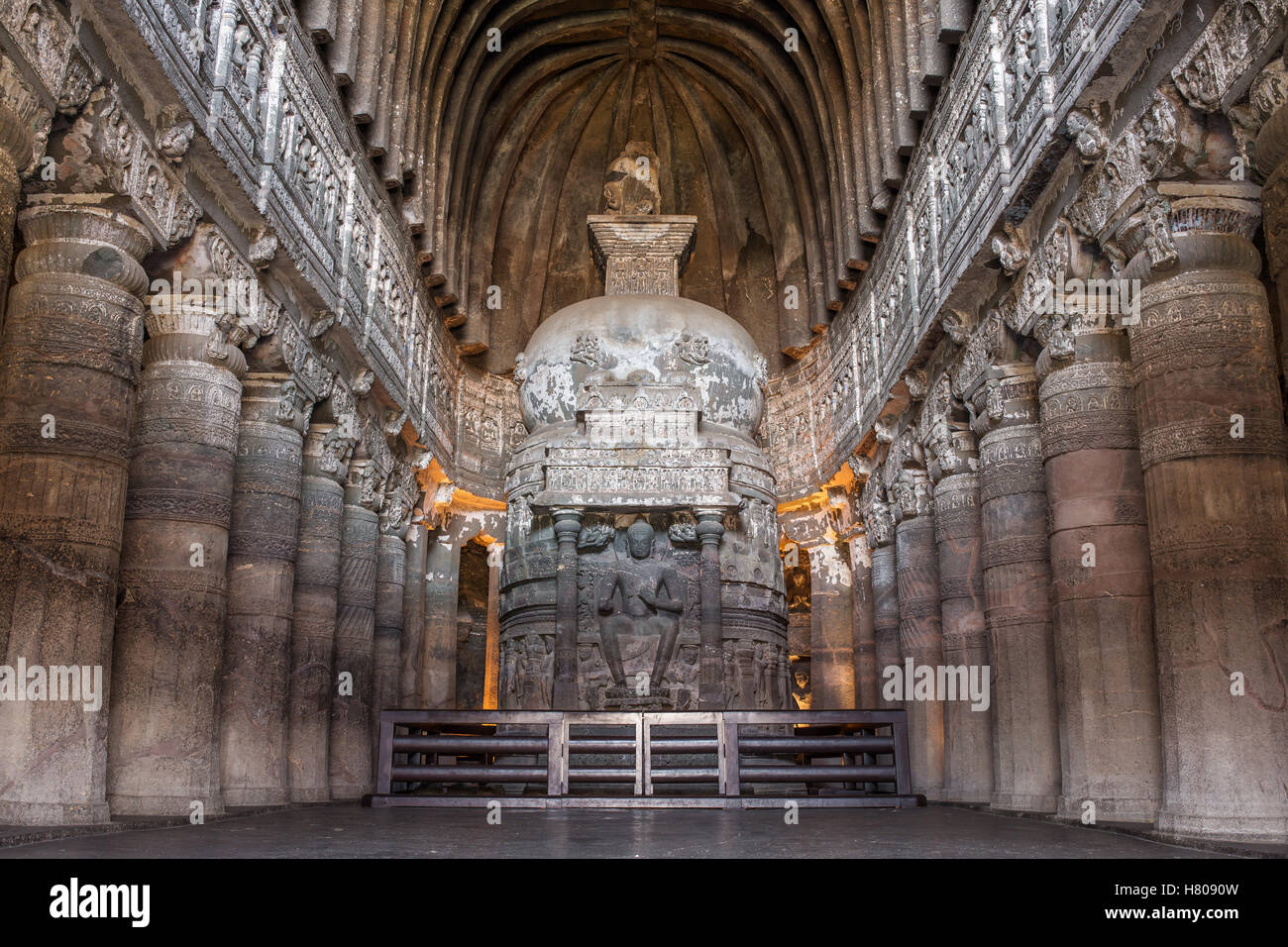 AJanta caves, India - March 3, 2016: Statue of Buddha in Ajanta caves ...