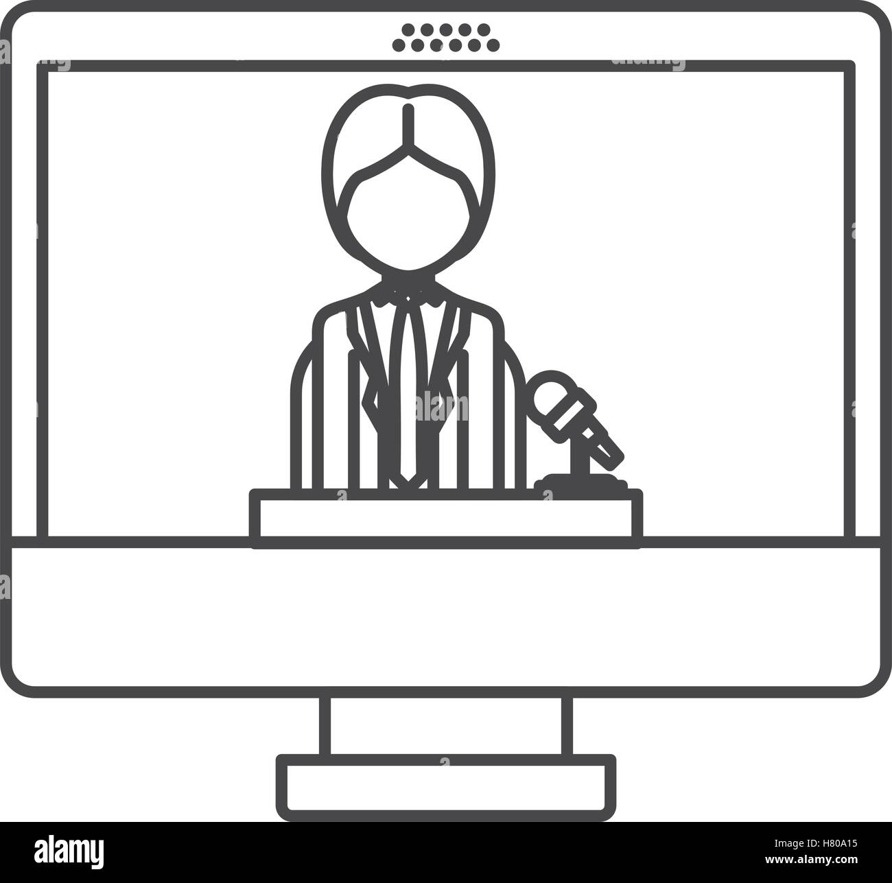 Journalist inside computer icon. Broadcasting news technology media and ...