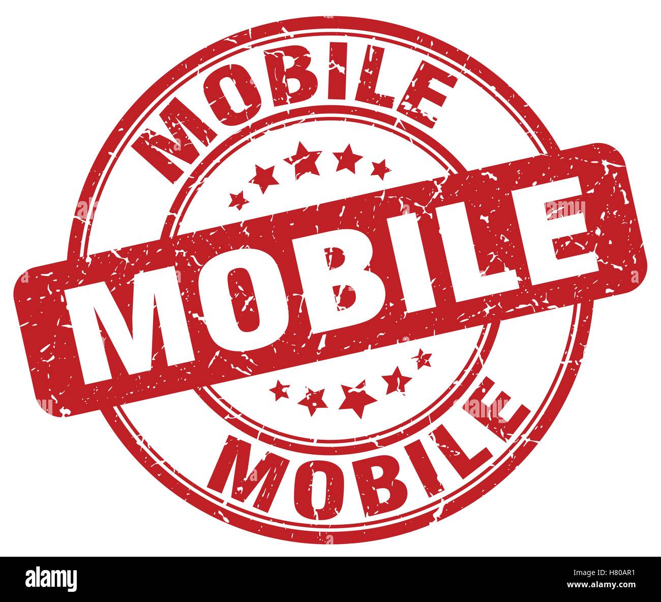 mobile red grunge stamp Stock Vector Image & Art - Alamy