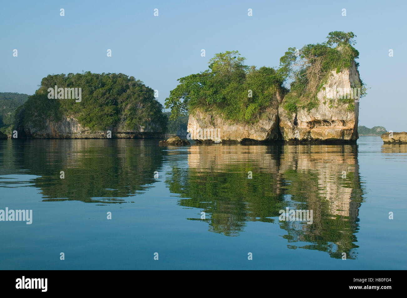 Limestone islands, Los Haitises National Park, Dominican Republic Stock ...