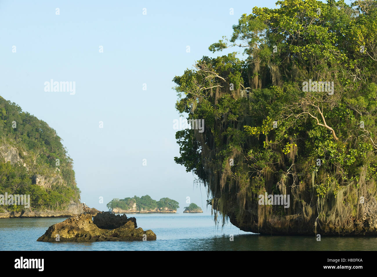 Limestone islands, Los Haitises National Park, Dominican Republic Stock ...