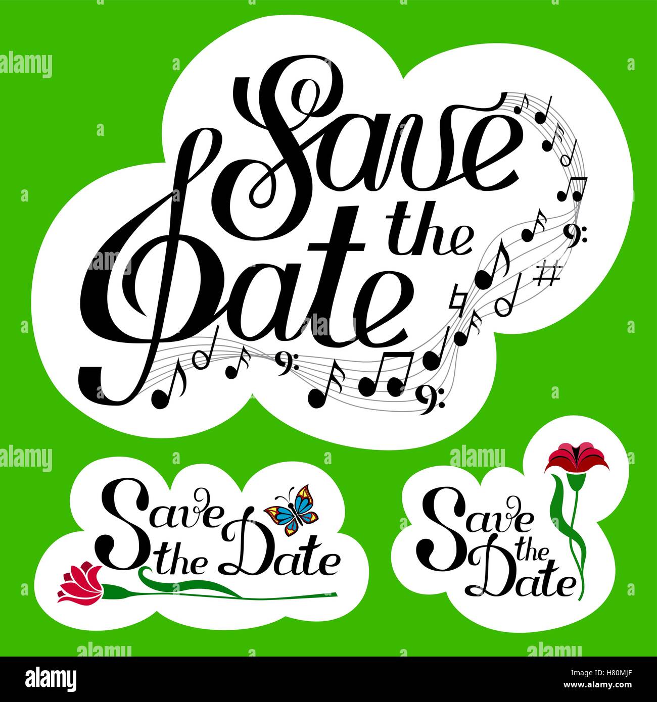 Save date lettering text Stock Vector Images - Alamy