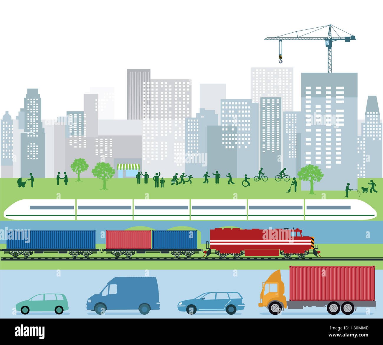 Traffic and transport in the city Stock Photo - Alamy