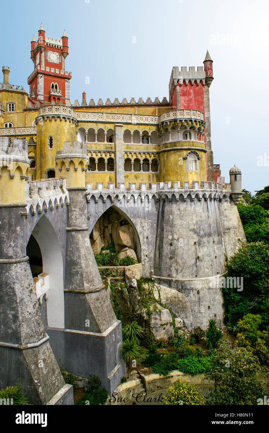 This fairytale-like castle stands on the top of a hill in the Sintra ...