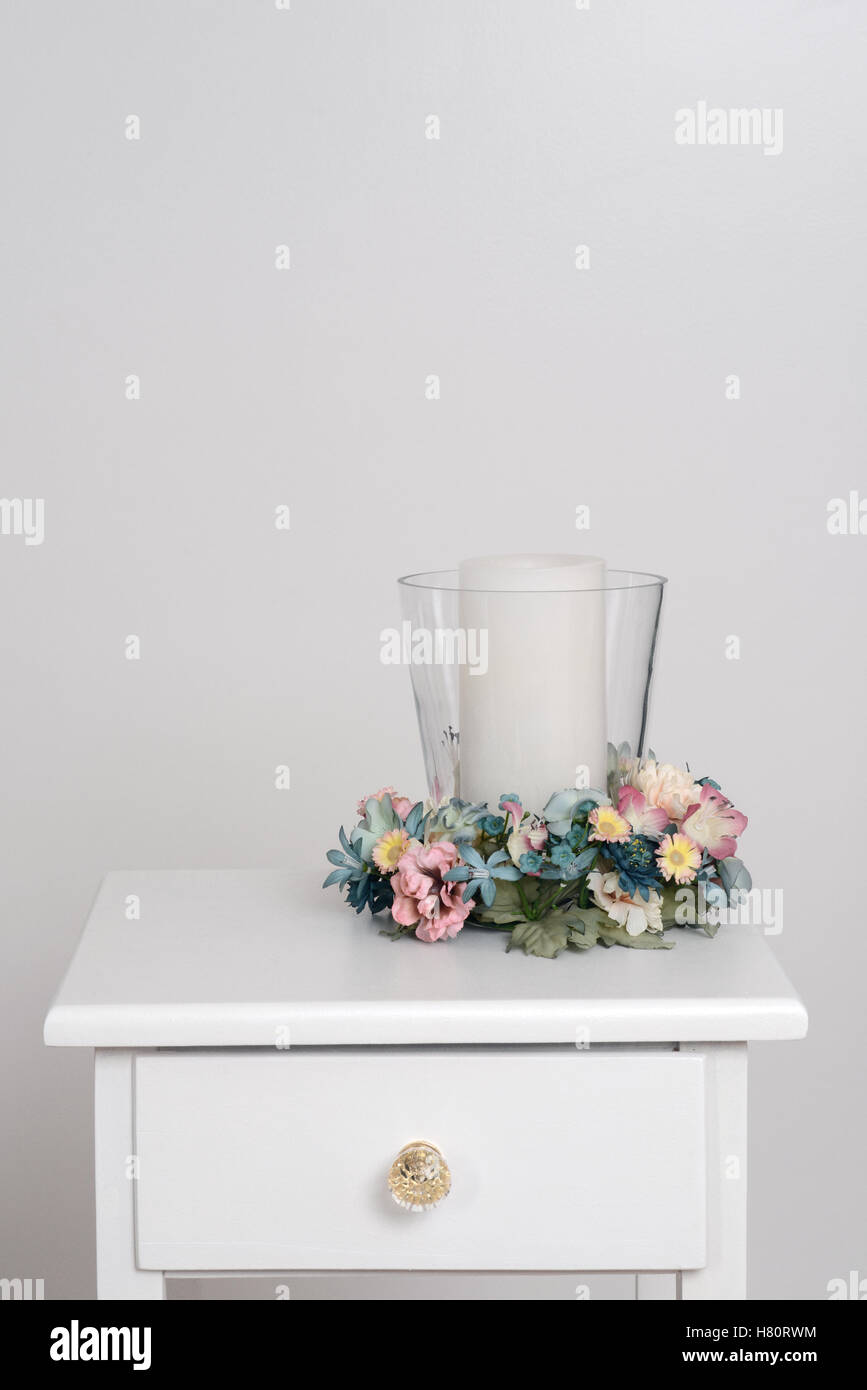 spring flowers with candle Stock Photo - Alamy