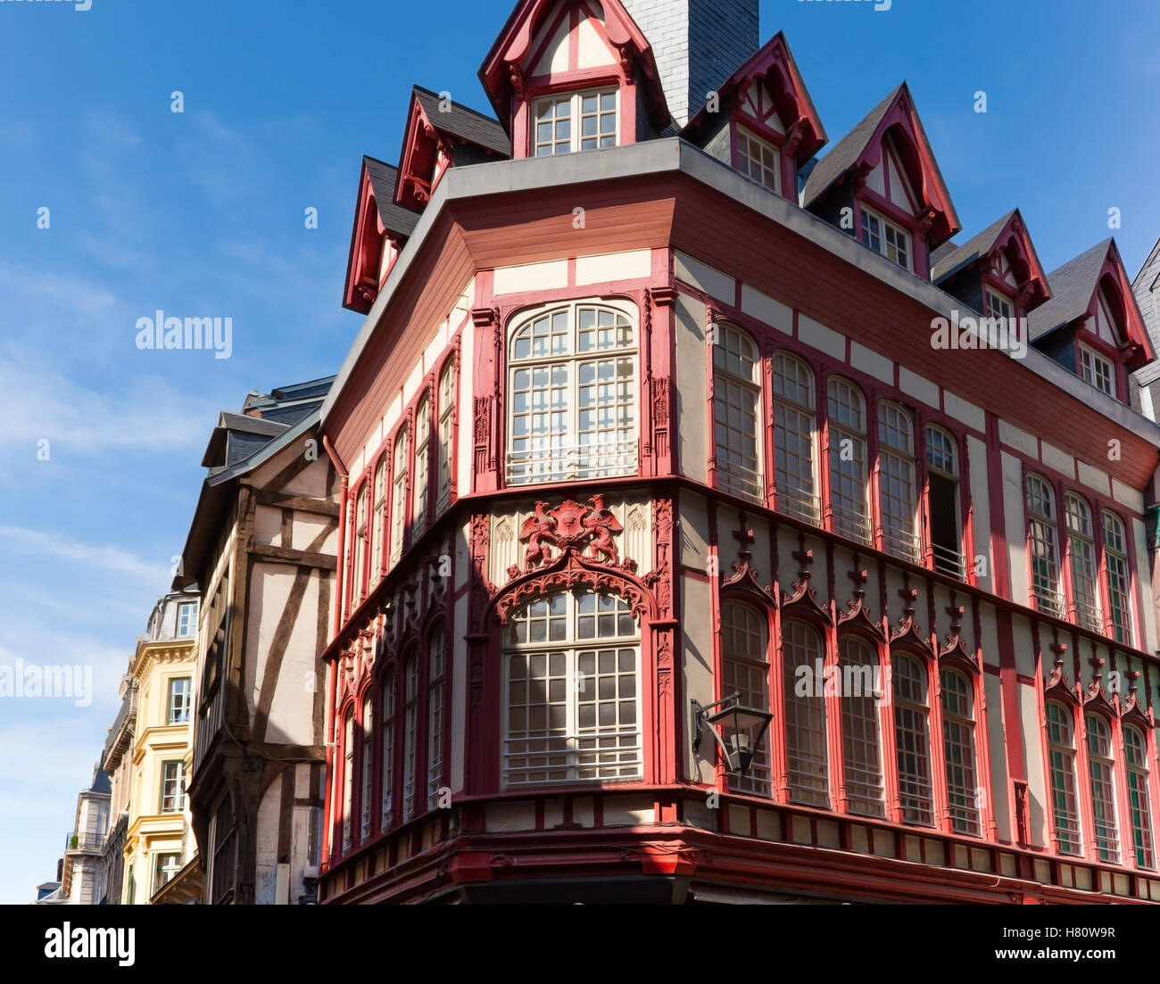 Famous half timbered Buildings and Horloge at Rouen, france, normandy ...