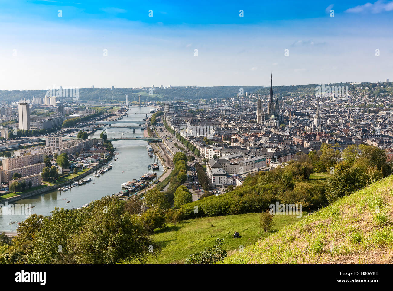 Panorama from Rouen and the River Seine, Capital of the Normandy Stock ...