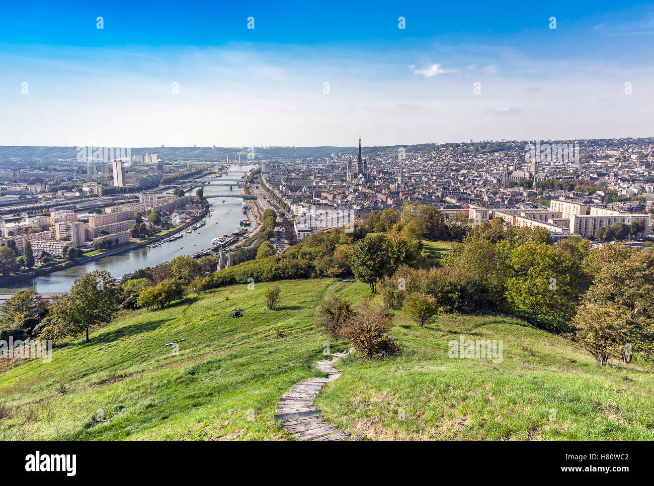 Panorama from Rouen and the River Seine, Capital of the Normandy Stock ...