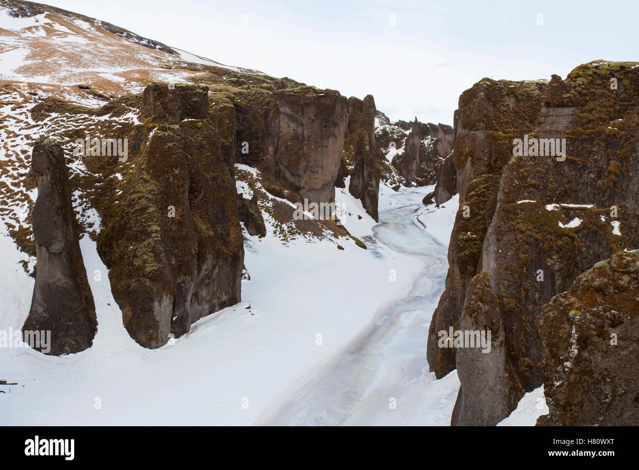 Fjaðrá river flowing through the Fjaðrárgljúfur / Fjadrargljufur canyon ...