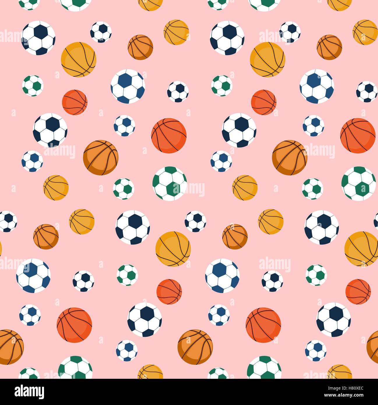 Sport balls seamless pattern.Balls for soccer and basketball. Vector ...