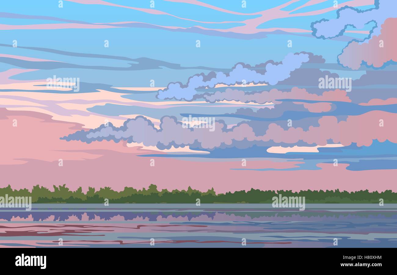 View landscape beautiful pond Stock Vector Images - Alamy