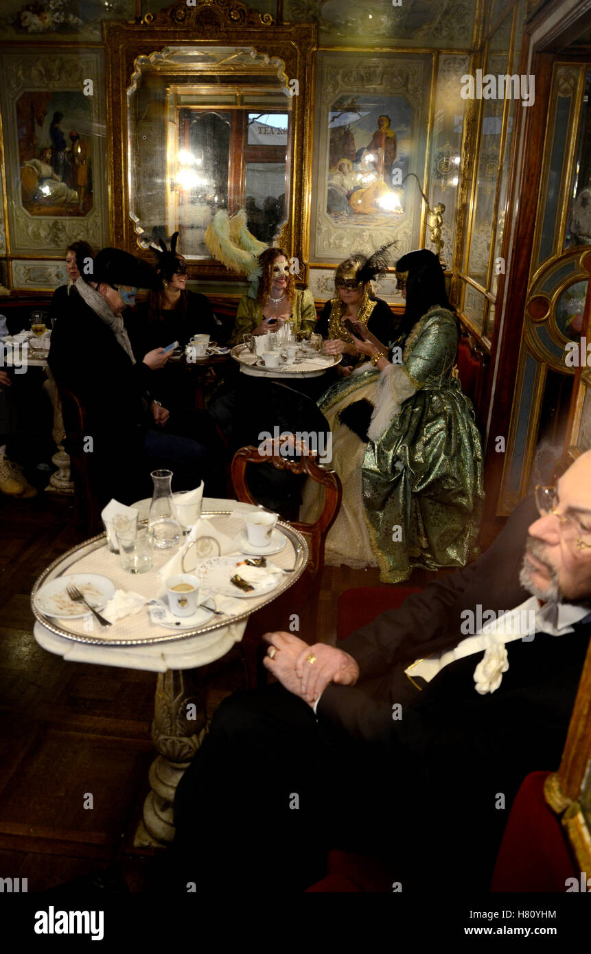 Interior of Caffe Florian during Carnival, Venice Stock Photo - Alamy