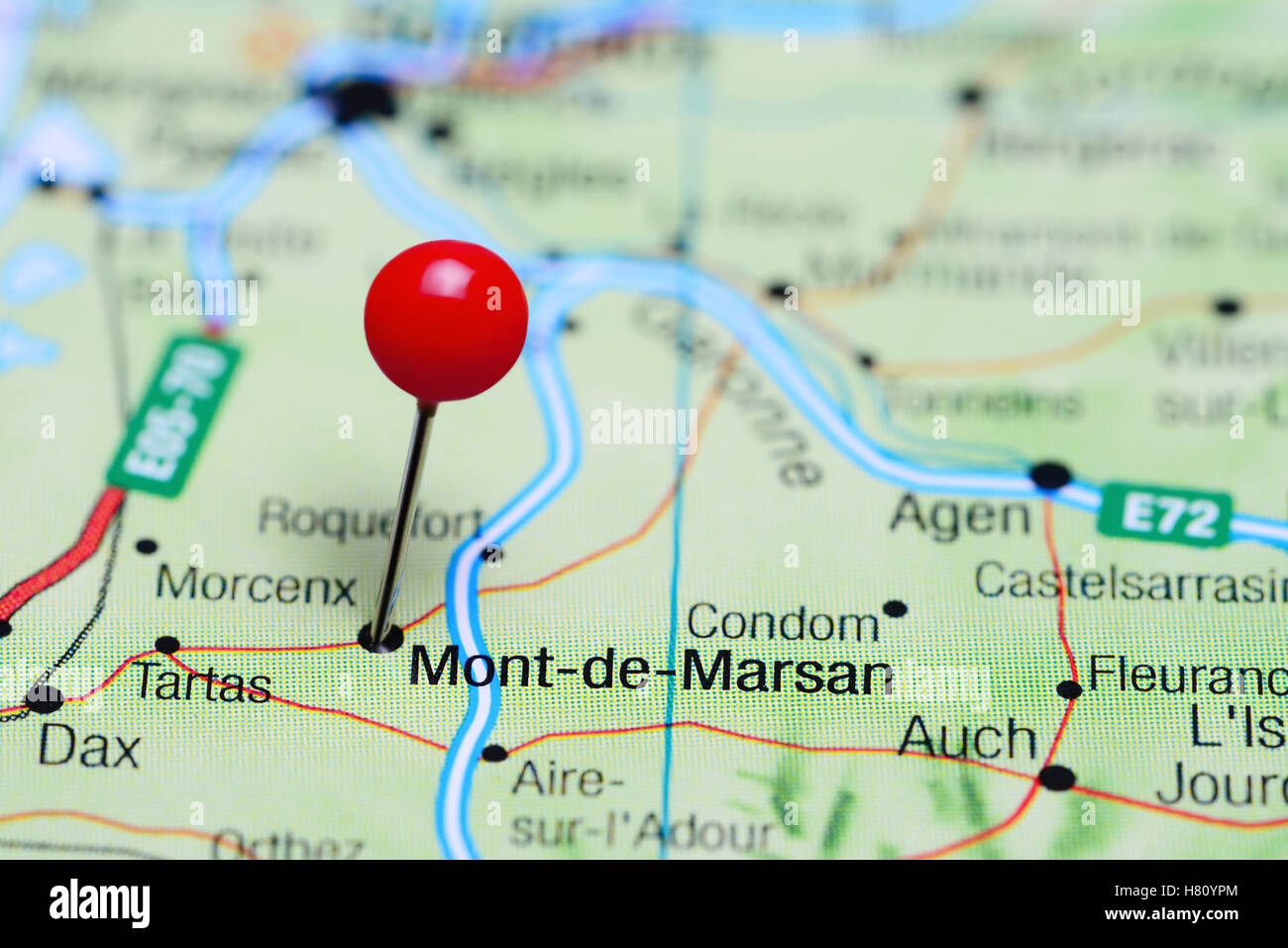 Mont-de-Marsan pinned on a map of France Stock Photo - Alamy