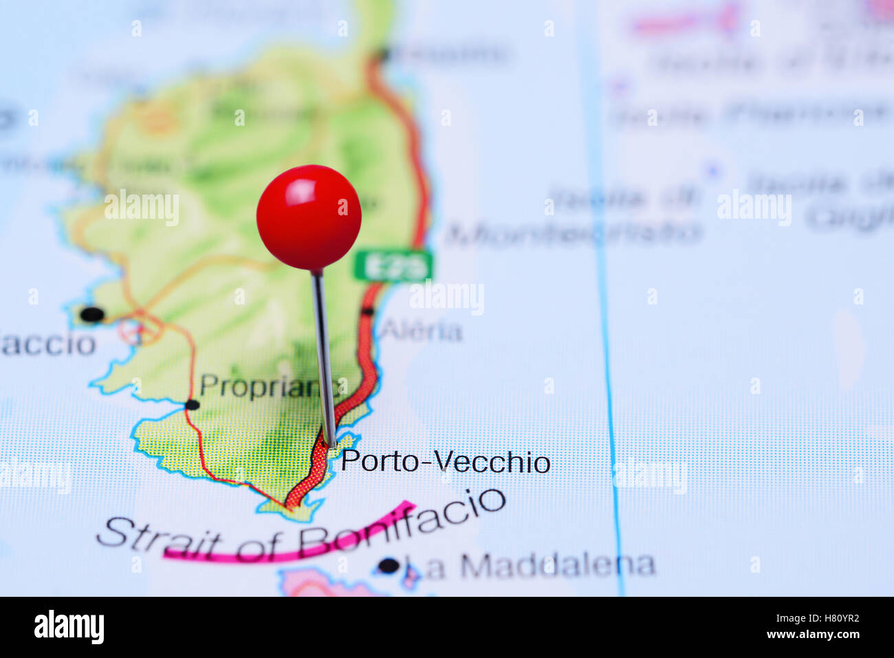 Porto-Vecchio pinned on a map of France Stock Photo - Alamy