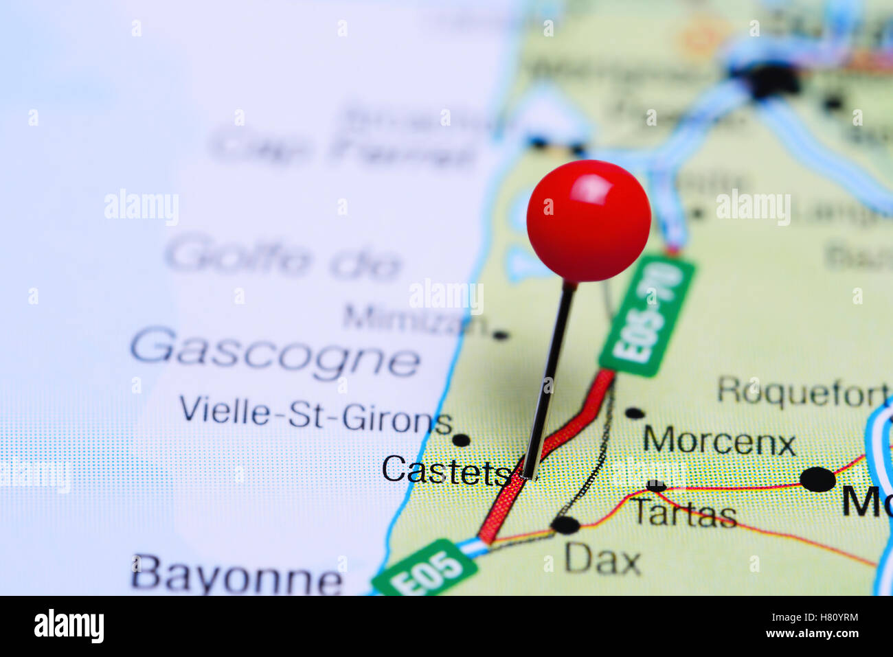 Castets pinned on a map of France Stock Photo - Alamy