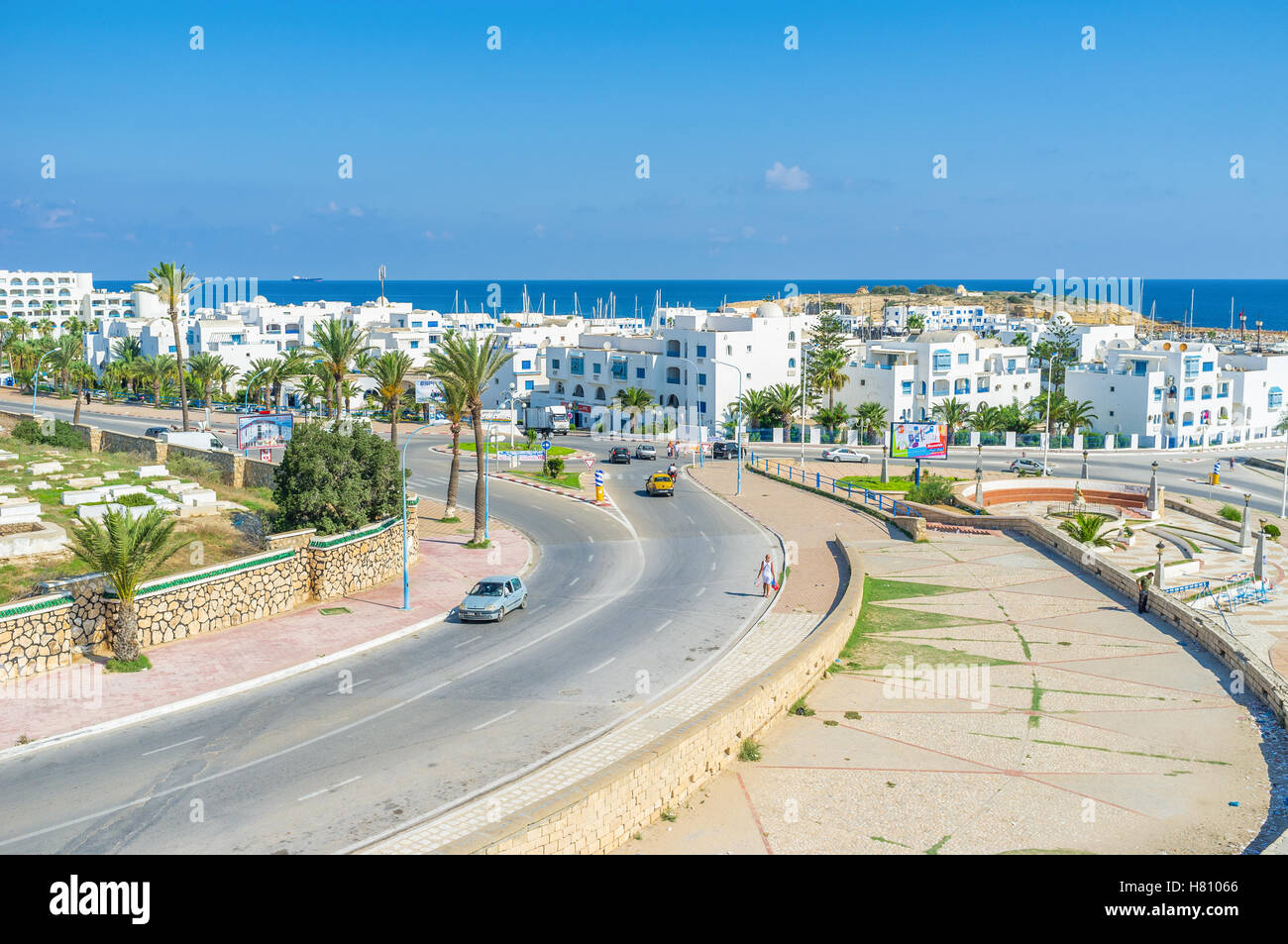 The neighborhood of the white hotels and restaurants surrounds the ...
