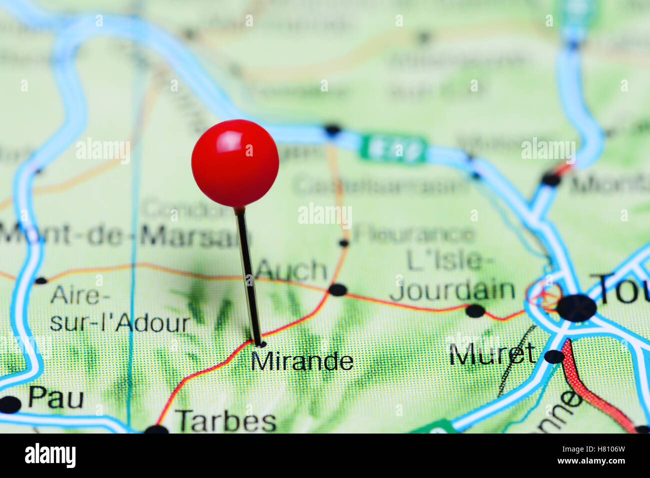 Mirande pinned on a map of France Stock Photo - Alamy